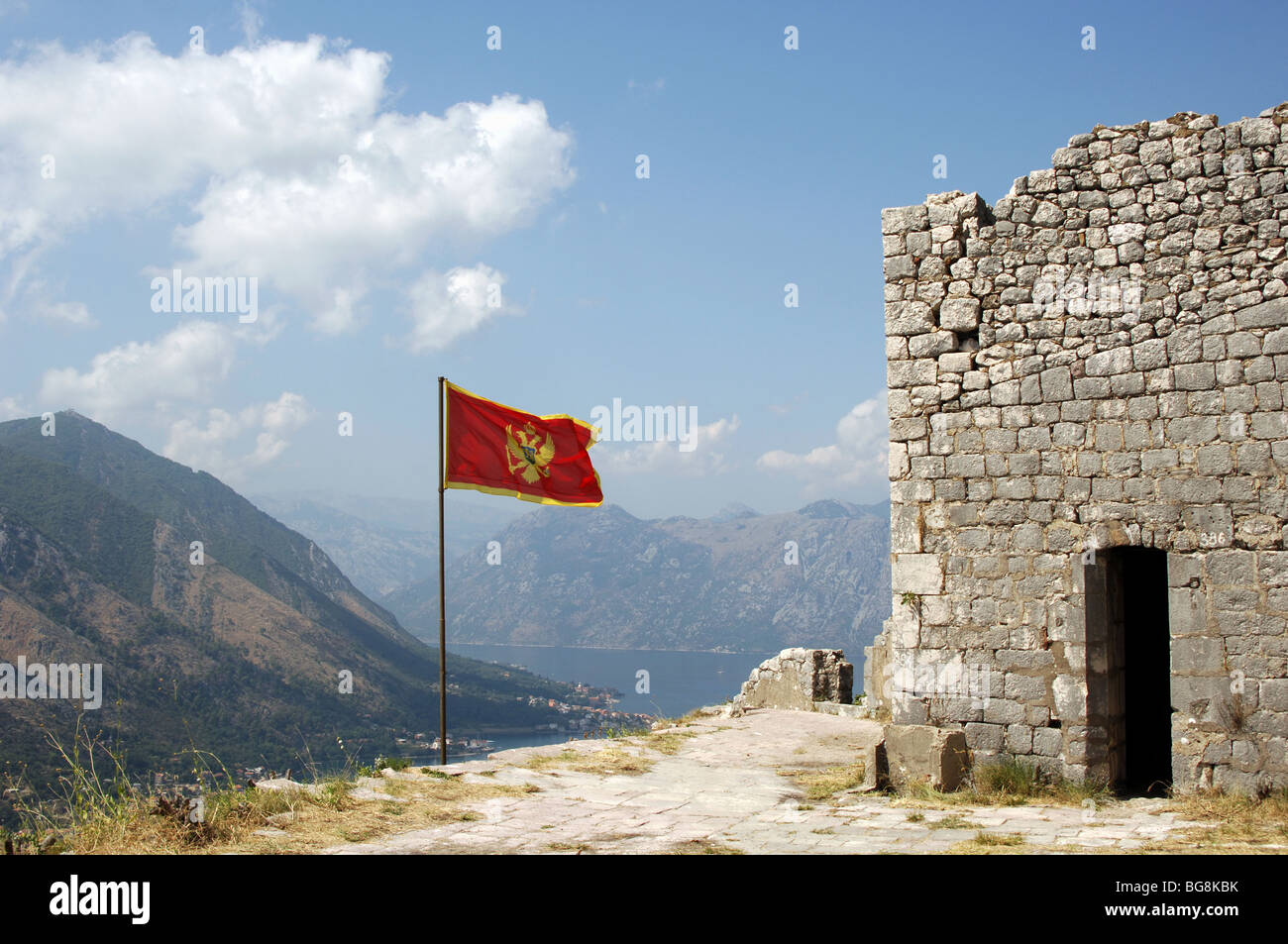 Flag of the Republic of Montenegro. Kotor Stock Photo - Alamy