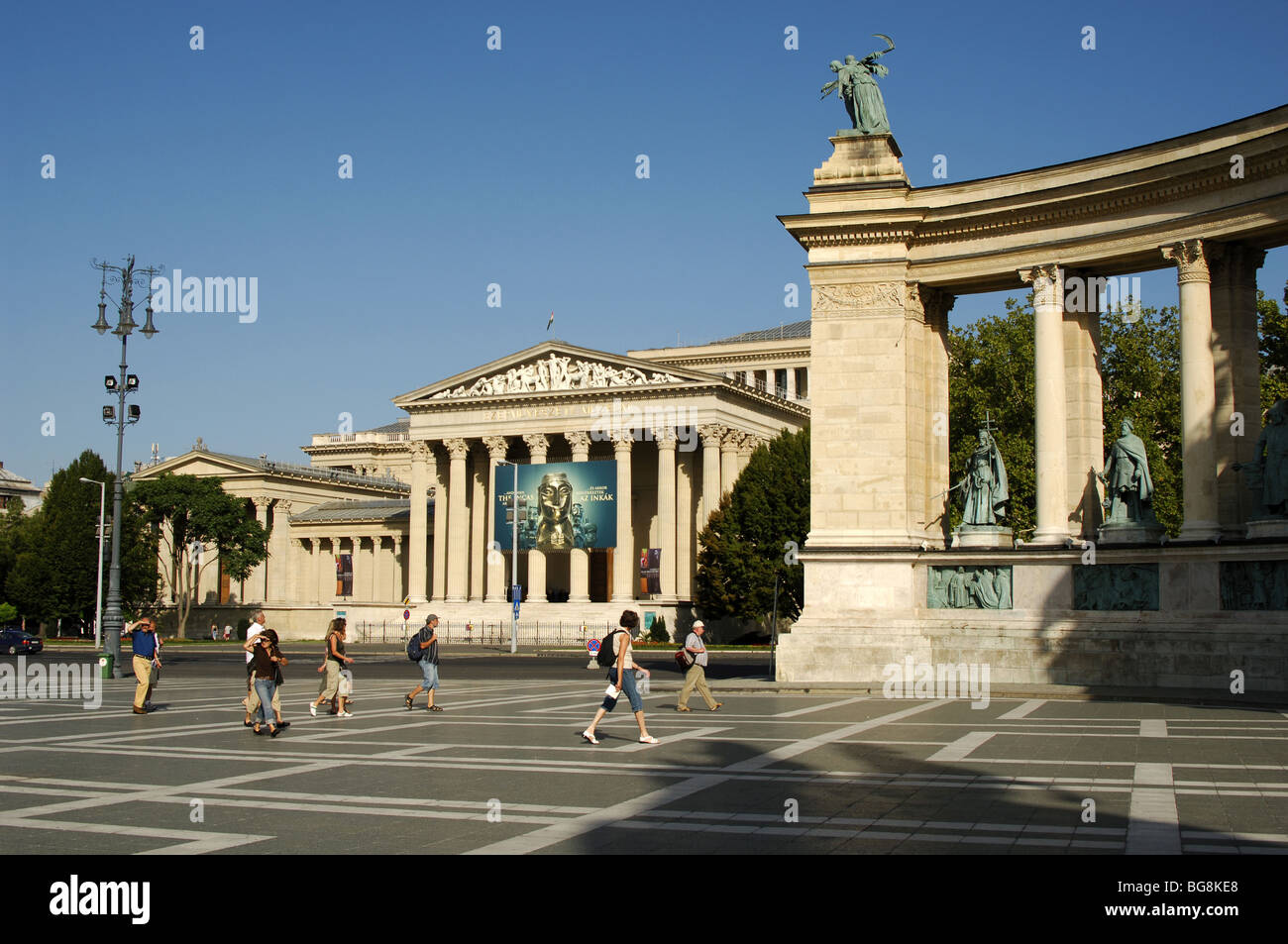 HUNGARY. BUDAPEST. Heroes' Square with the neoclassical building of the ...