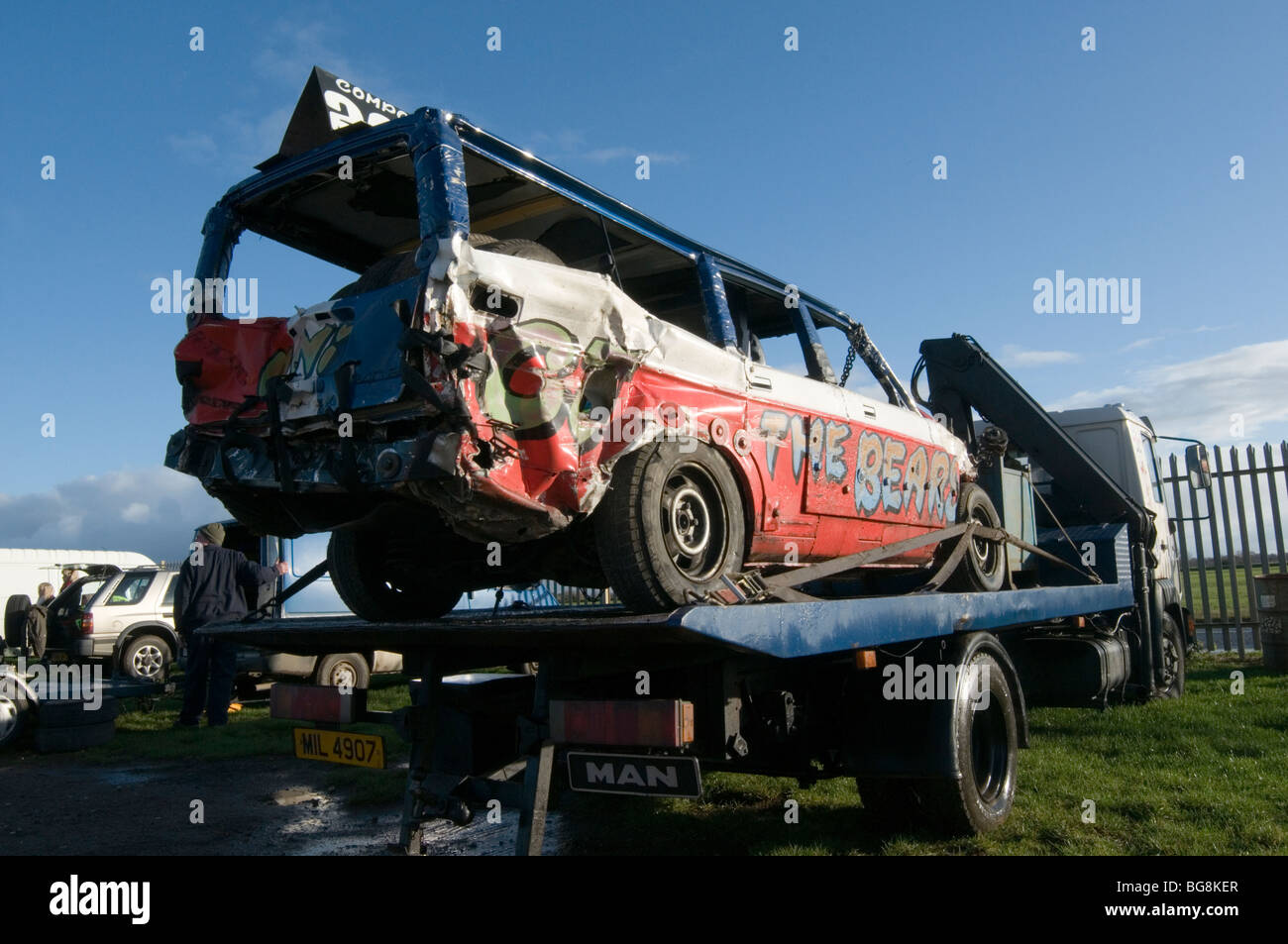 banger racing bangers races race stock car cars smashed up smashing ...