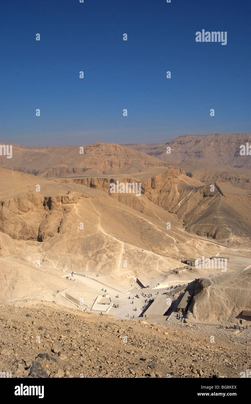 EGYPT. VALLEY OF THE KINGS. In the rock walls are carved the tombs of ...