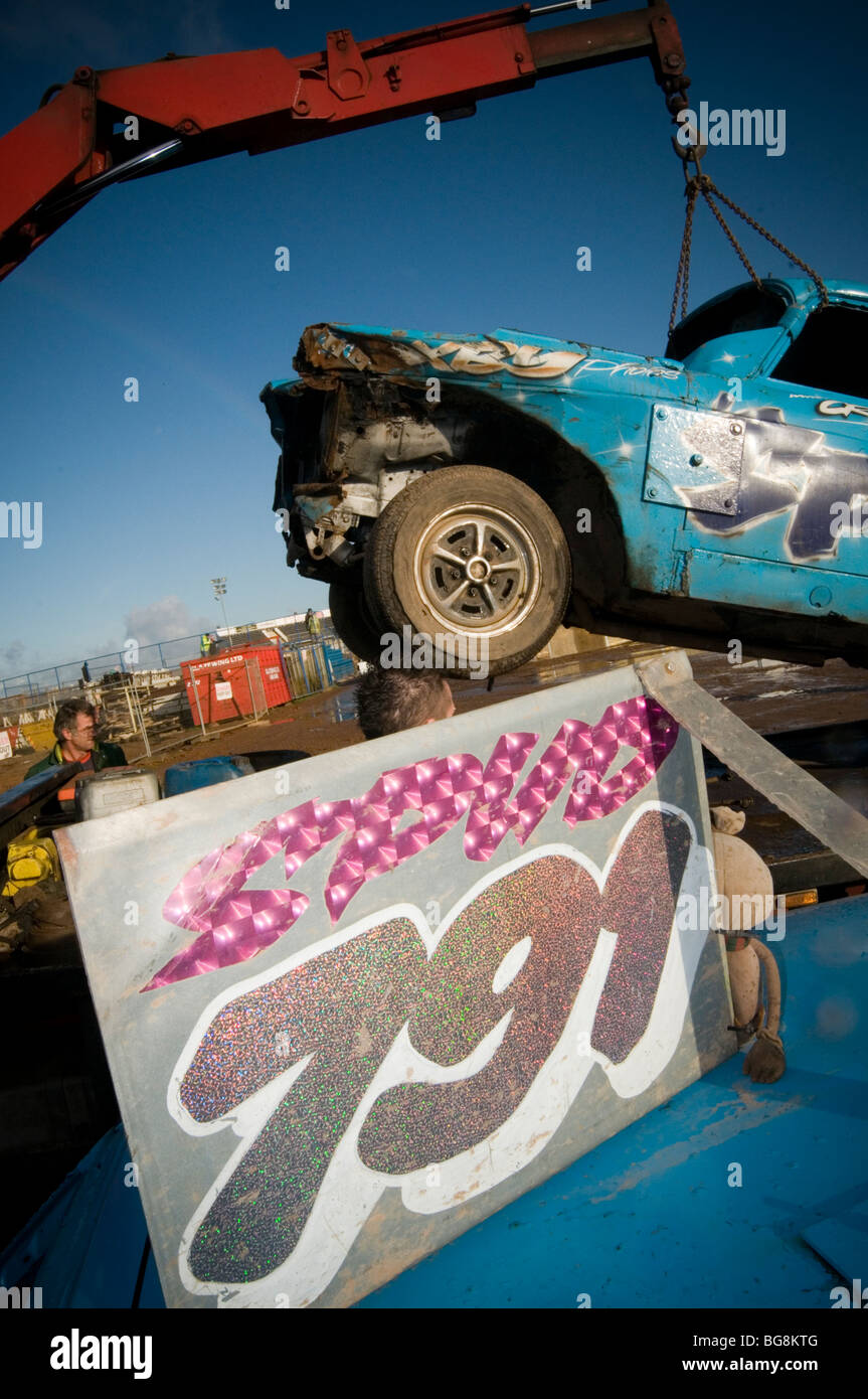 banger racing bangers races race stock car cars smashed up smashing ...
