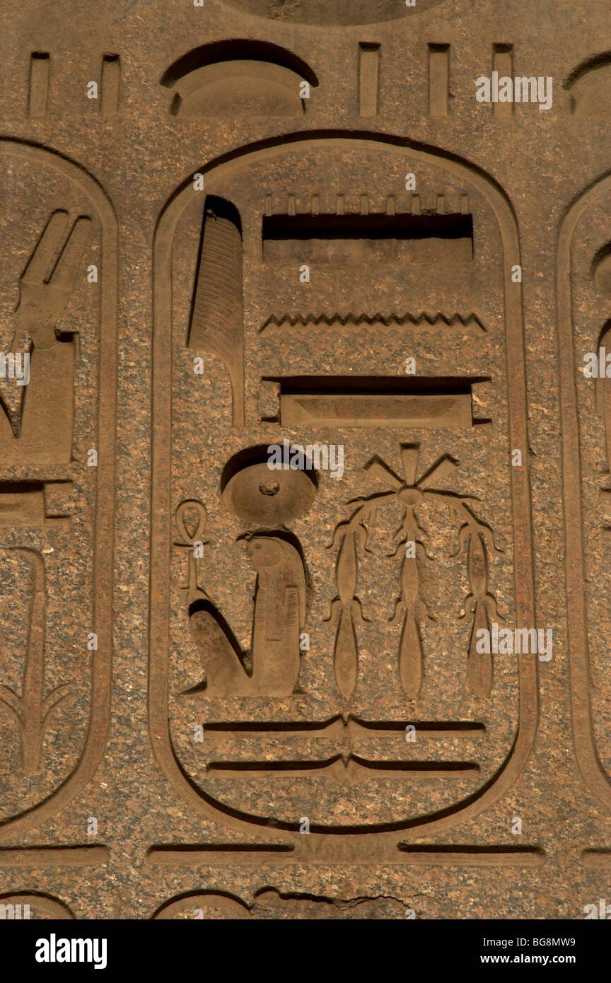 Hieroglyphic writing. Obelisk of Ramesses II. Detail. Temple of Luxor ...
