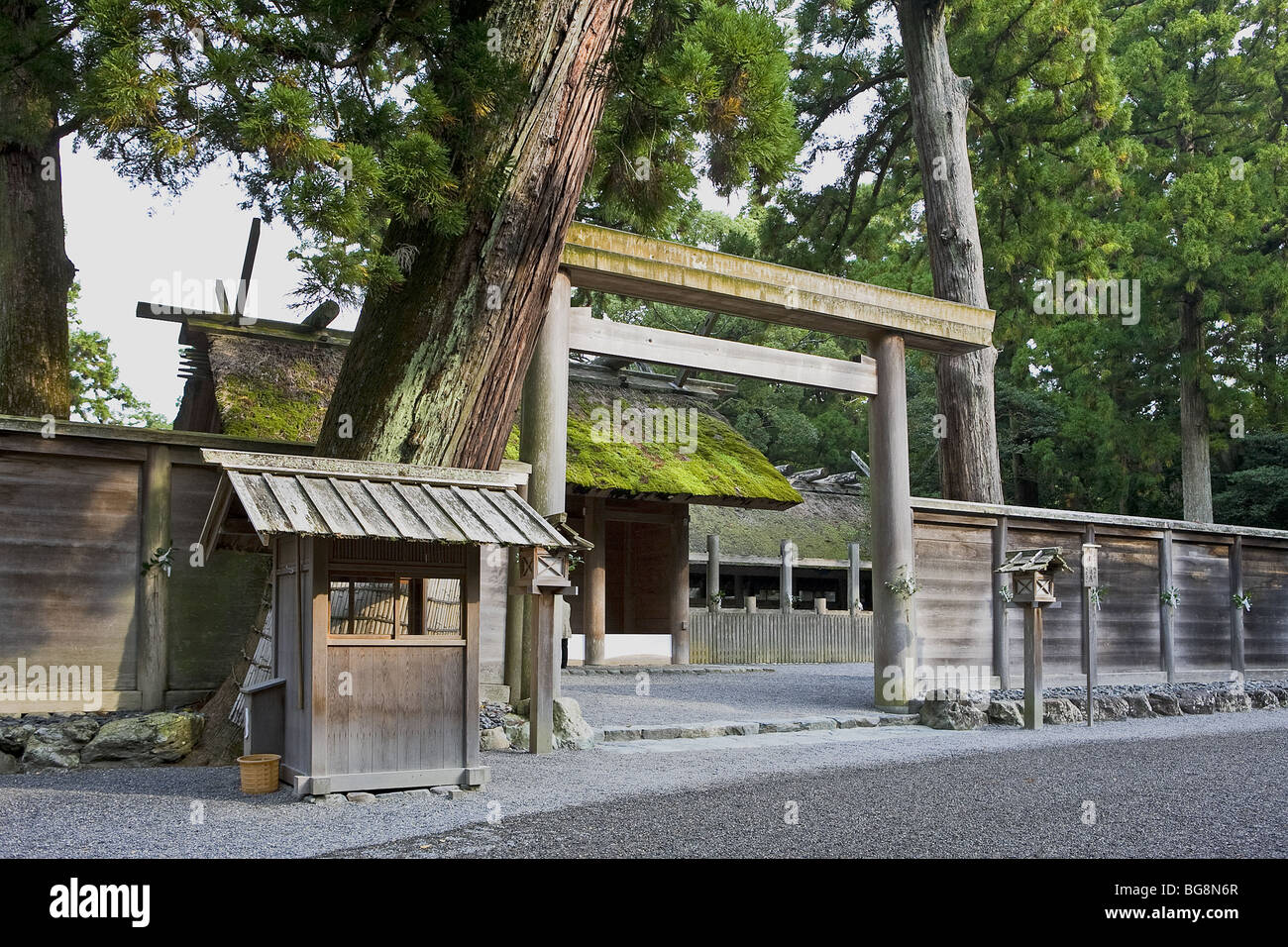 ISE GRAND SHRINE. Partial view of the temple precinct. Ise-Shima ...