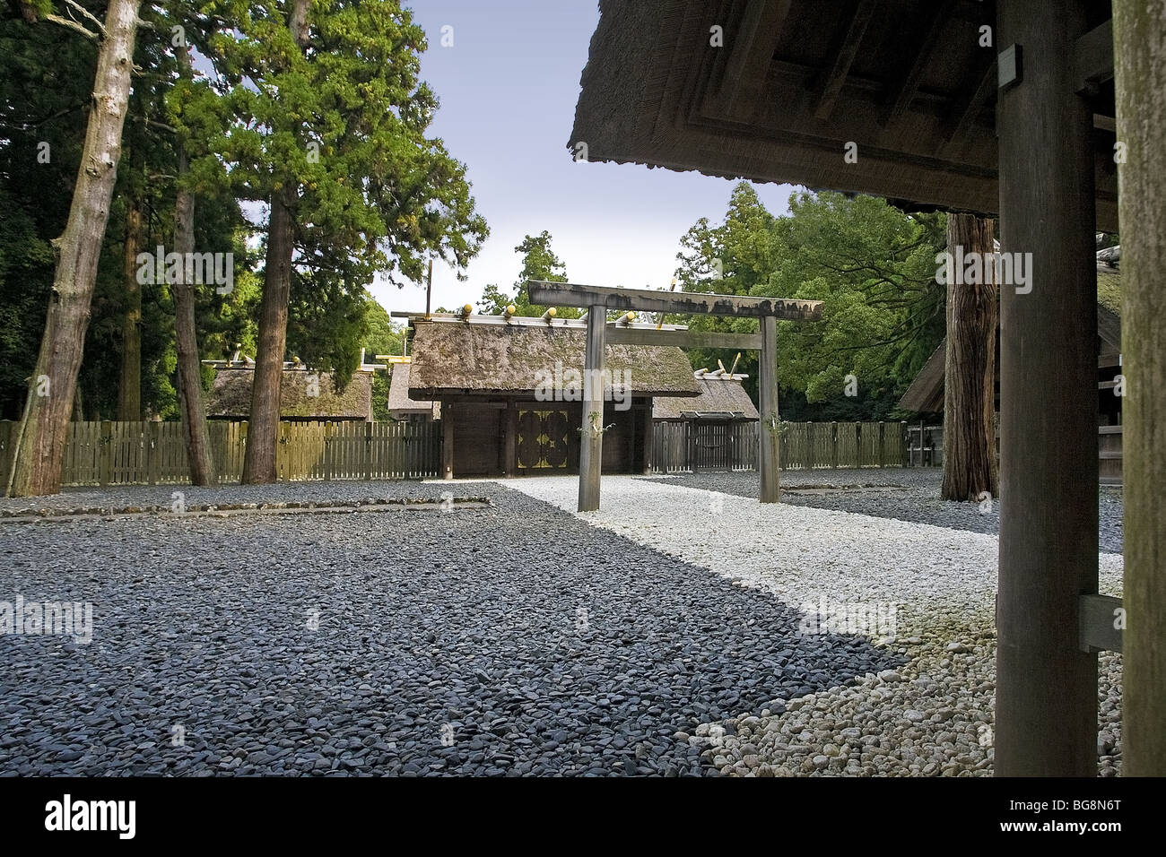 ISE GRAND SHRINE. Partial view of the temple precinct. Ise-Shima ...