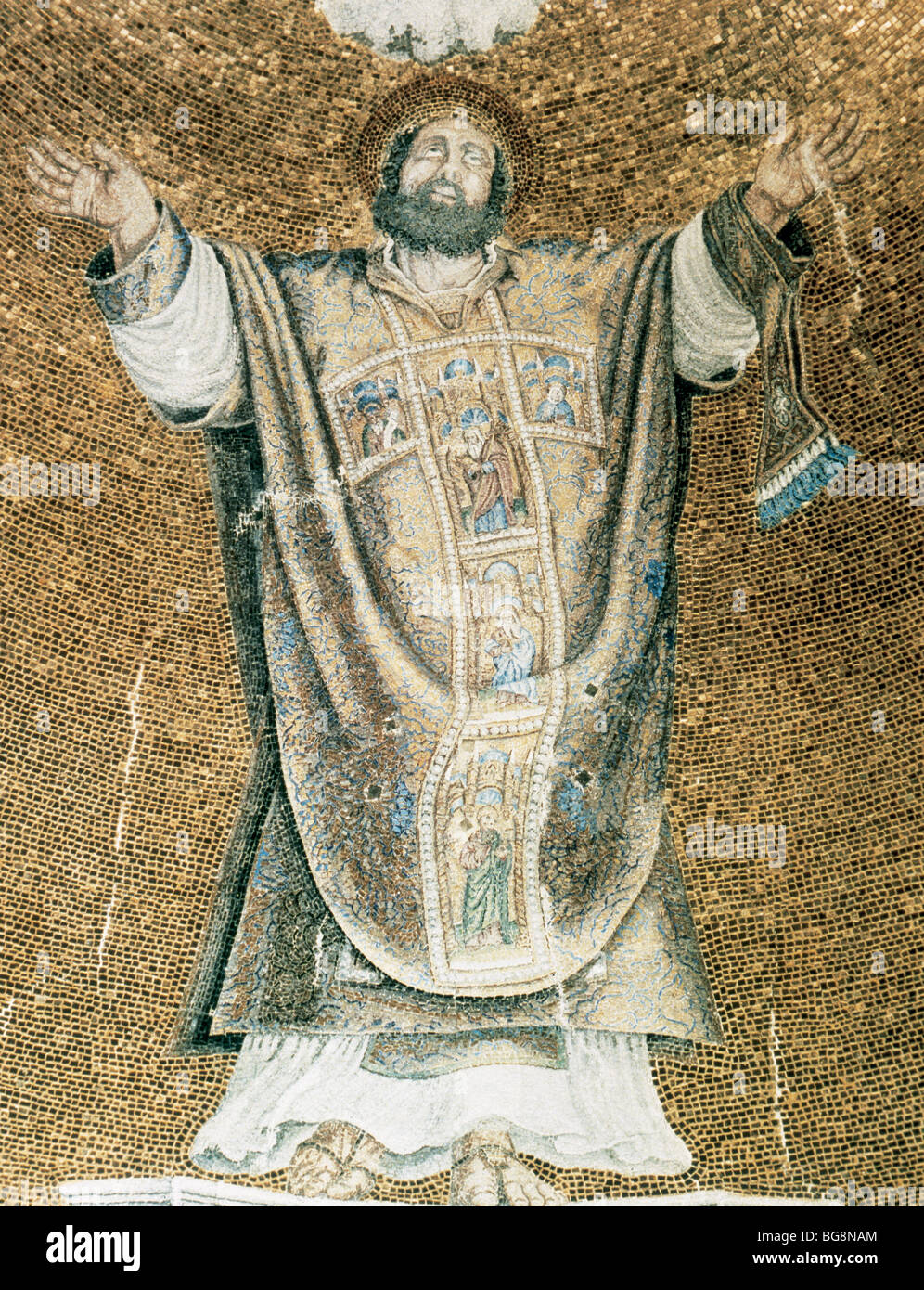 Saint Mark in ecstasy. Mosaic of the atrium in the Saint Mark's ...