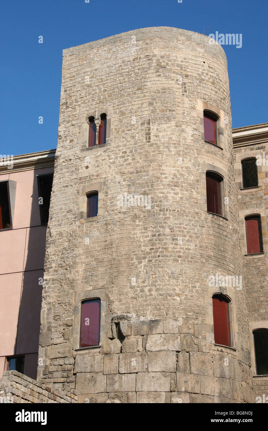 The roman wall. Tower of Gateways "Praetoira Gate", inside in medieval ...