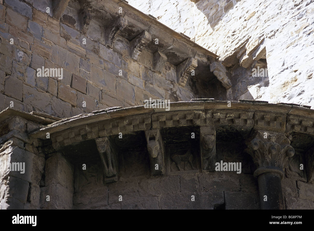 Saint Peter's Cathedral. Detail of the sculpted cornice with animals ...