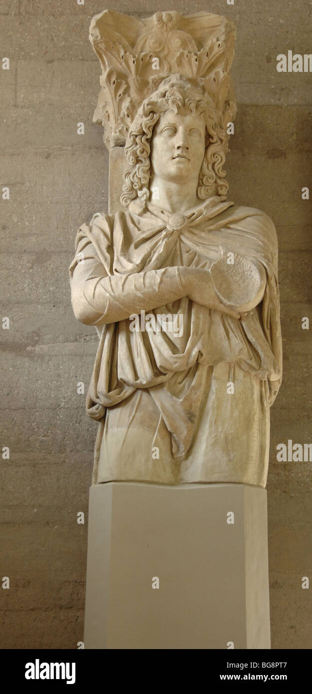 Colossal statue of phrygian prisoner used as a column. Greece Stock ...