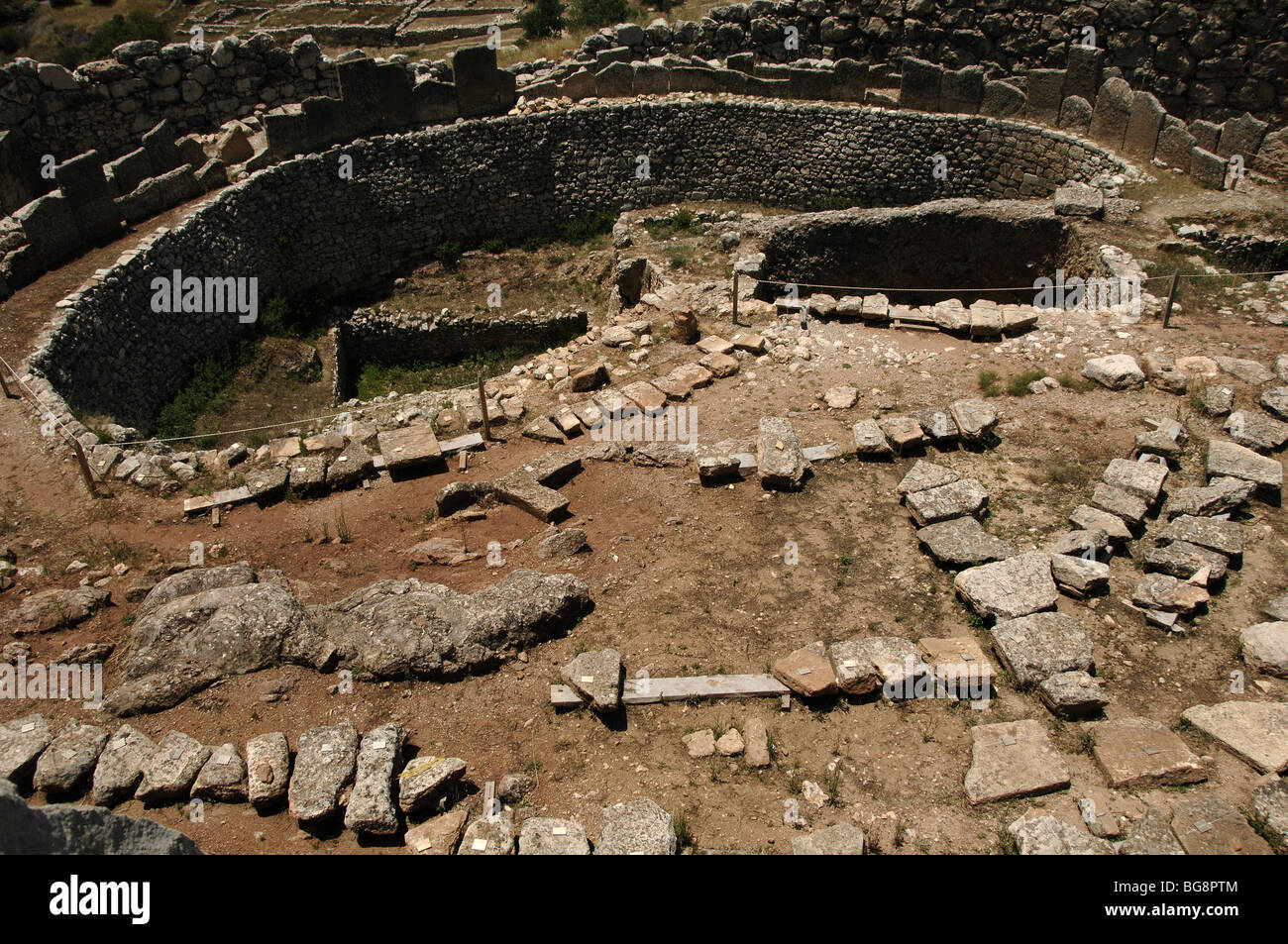Acropolis of Mycenae. Great circle of the royal tombs. Greece Stock ...