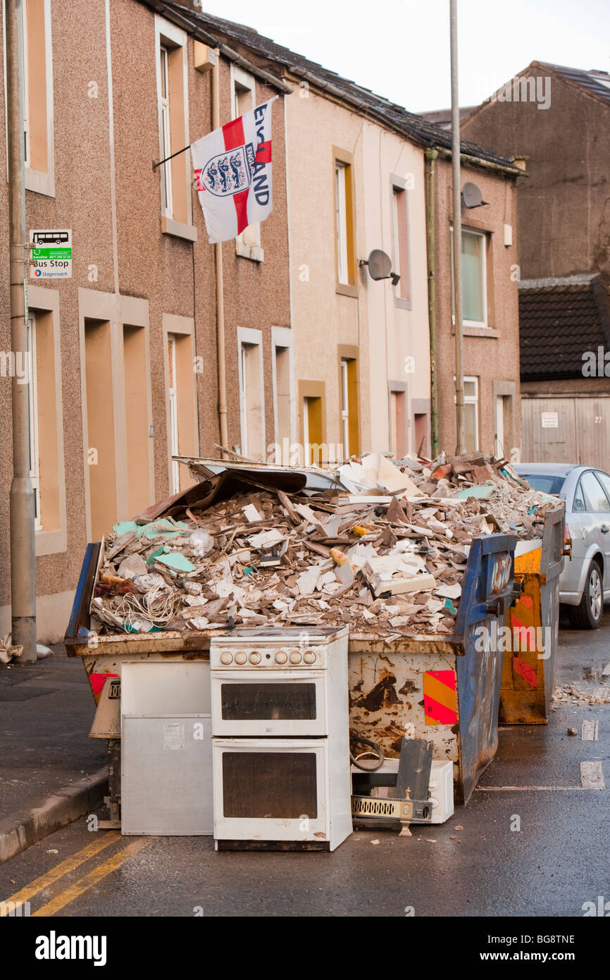 Skips full of flood damaged house contents after the flooding in ...