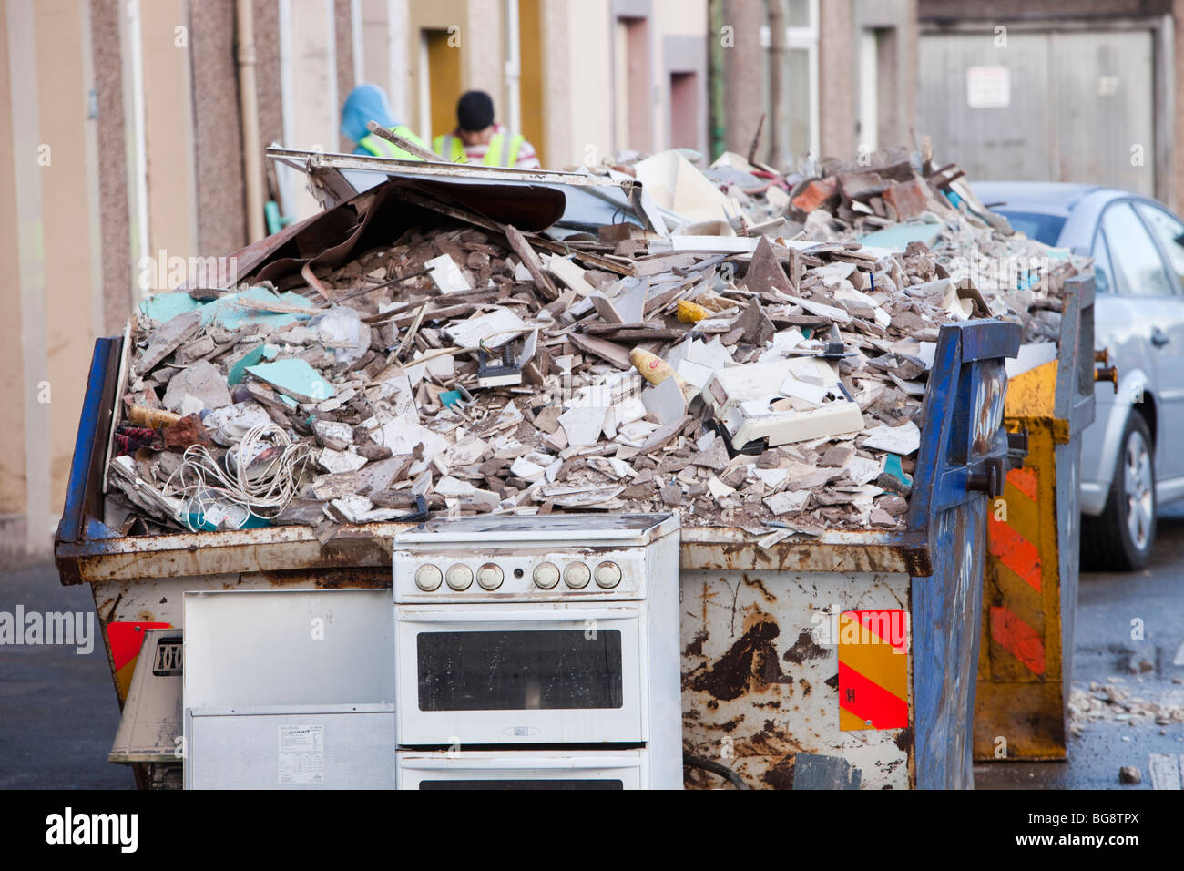 Skips full of flood damaged house contents after the flooding in ...