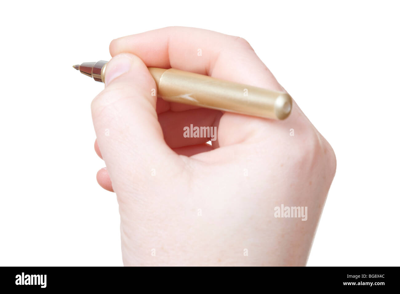 hand writting with a pen isolated on withe background Stock Photo - Alamy