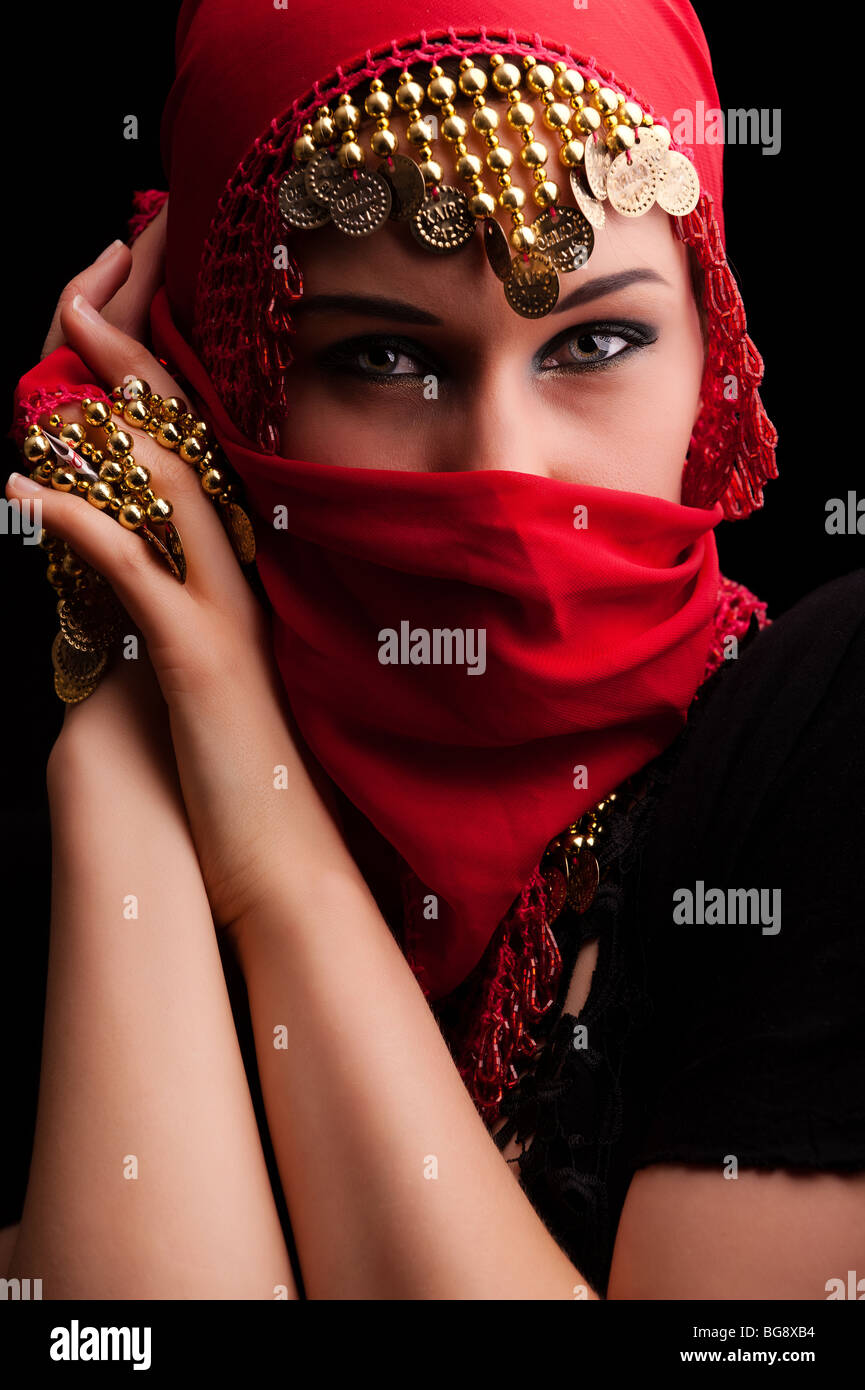 A young beauty wearing a red veil hi-res stock photography and images ...