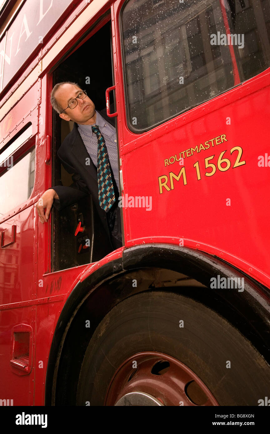 London Bus driver. Classic Route Master service Stock Photo - Alamy