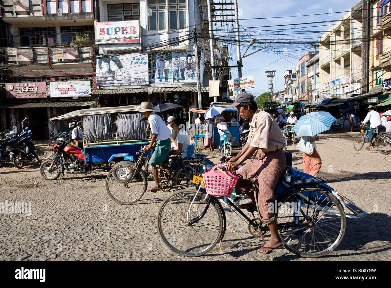 Street traffic. Rangoon. Myanmar Stock Photo - Alamy