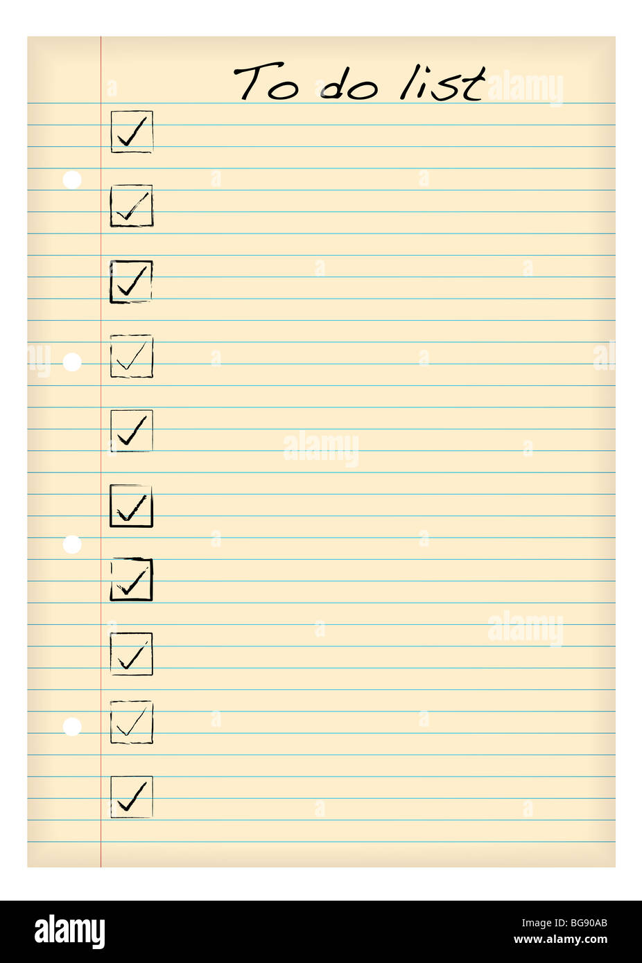 To do list on aged a4 paper with lines Stock Photo - Alamy