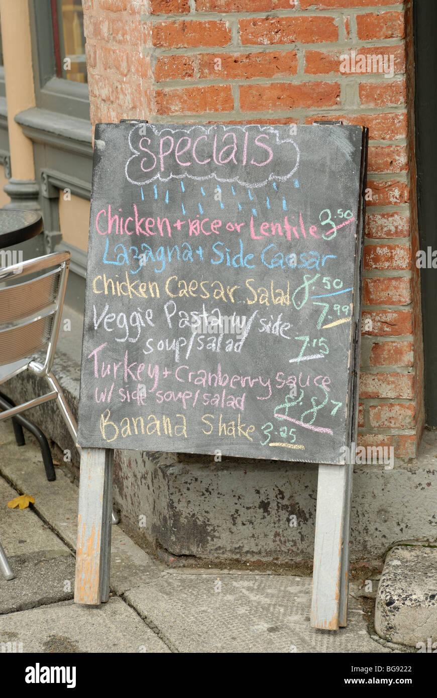 Chalk Board lunch Menu Sign Stock Photo - Alamy