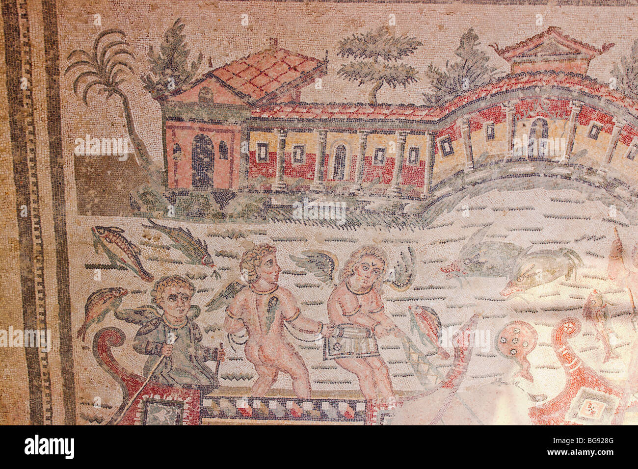 Roman Mosaic Fish Roman Villa Stock Photos & Roman Mosaic Fish Roman ...