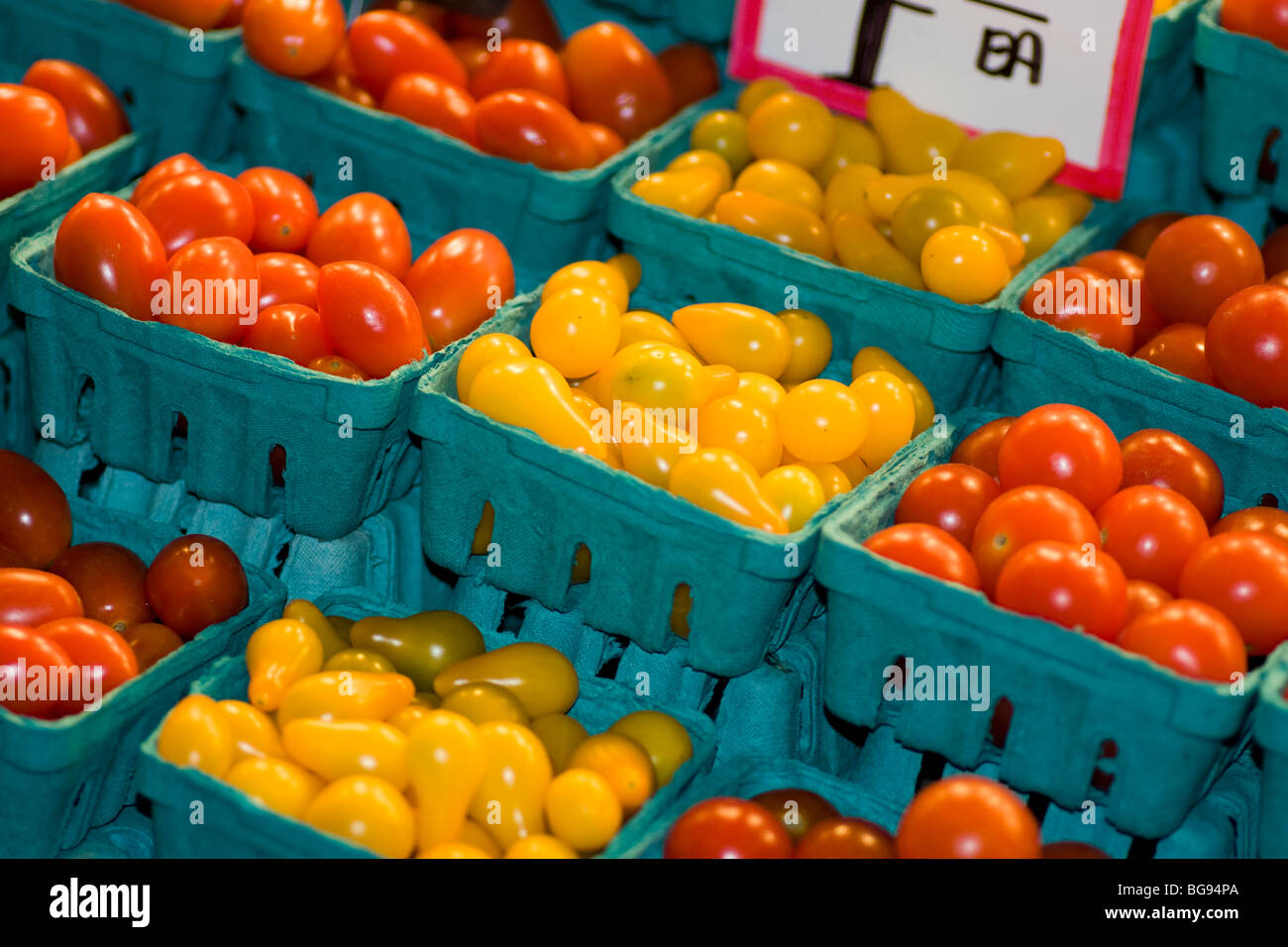Teardrop Tomatoes at Farmers Market Stock Photo - Alamy