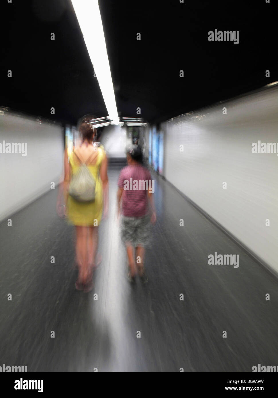 Young girl and child in the underground / subway Stock Photo - Alamy
