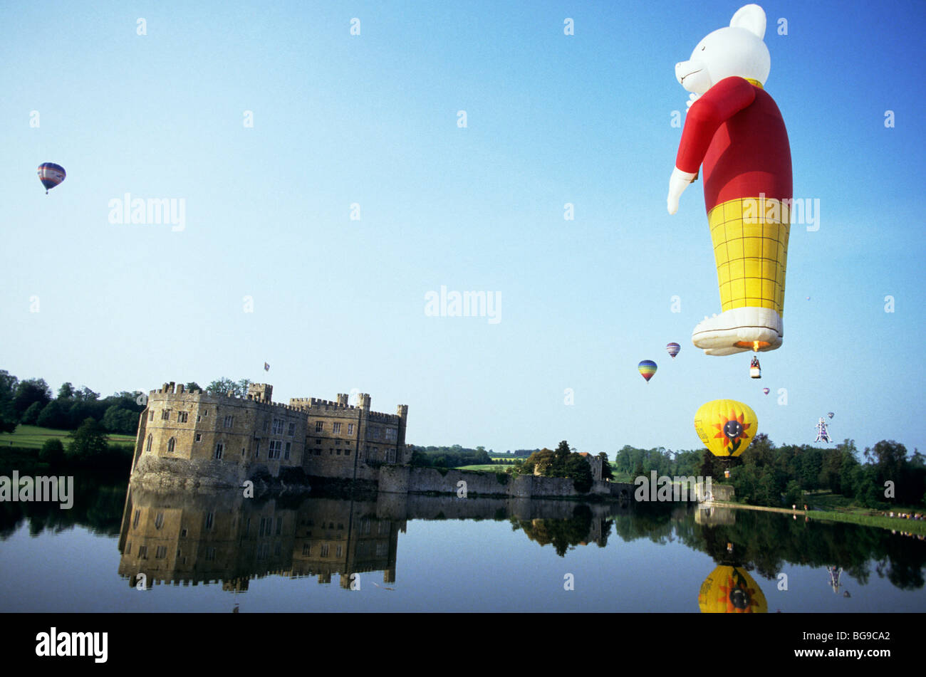 Rupert the Bear hot air balloon over Leeds Castle Stock Photo - Alamy