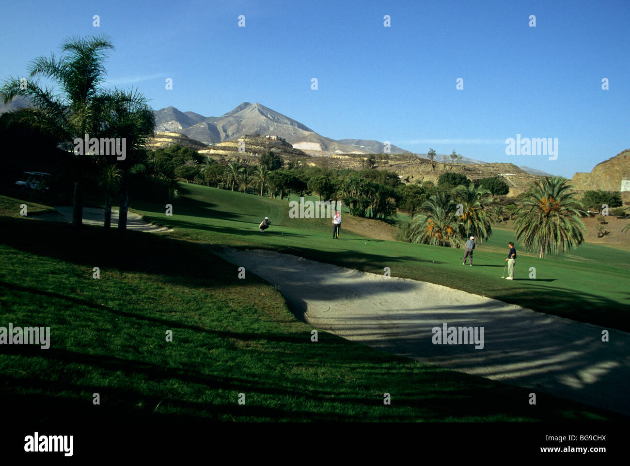 Golfers on a golf course Stock Photo - Alamy