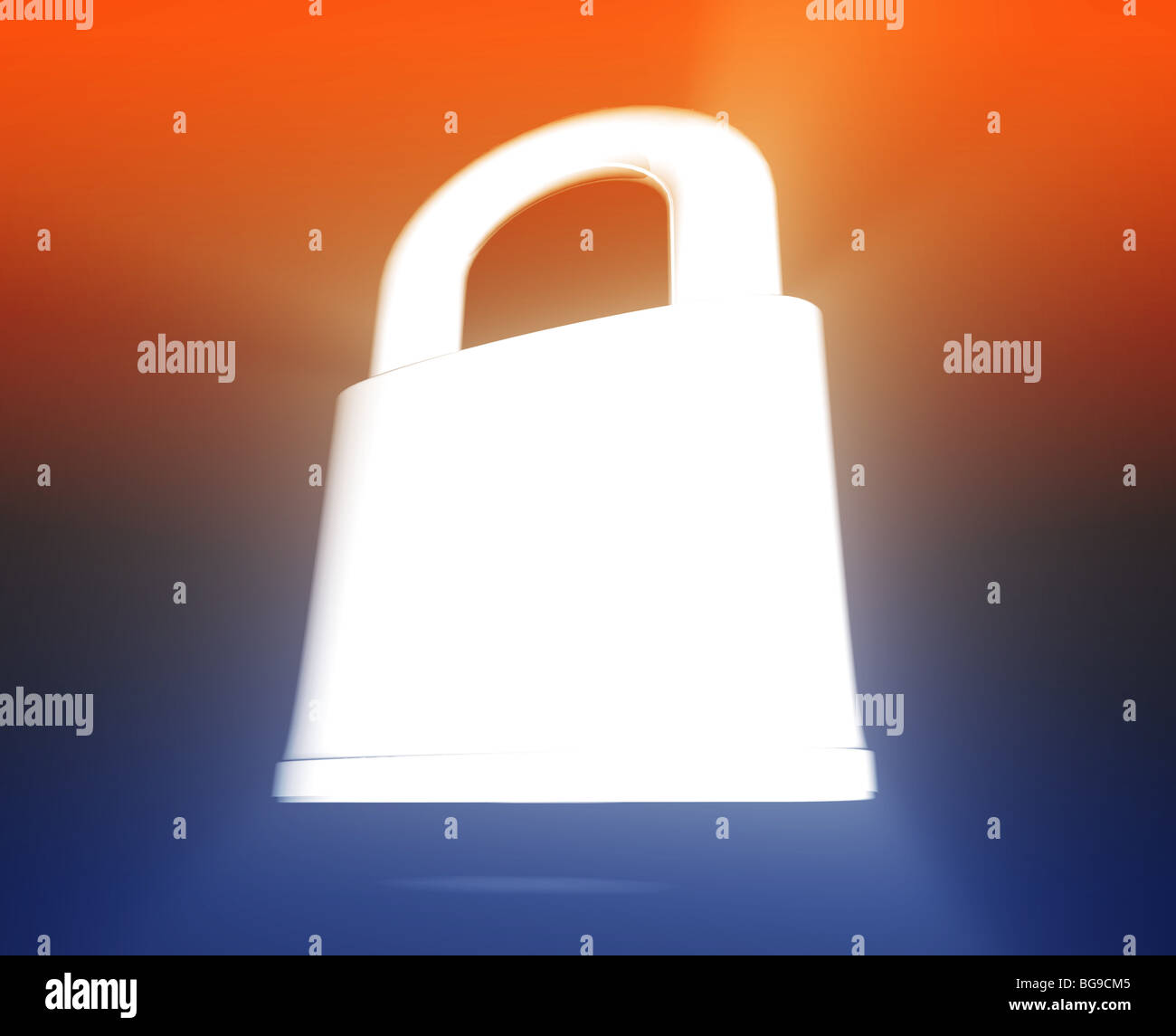 Security lock concept illustration glowing energy style Stock Photo - Alamy