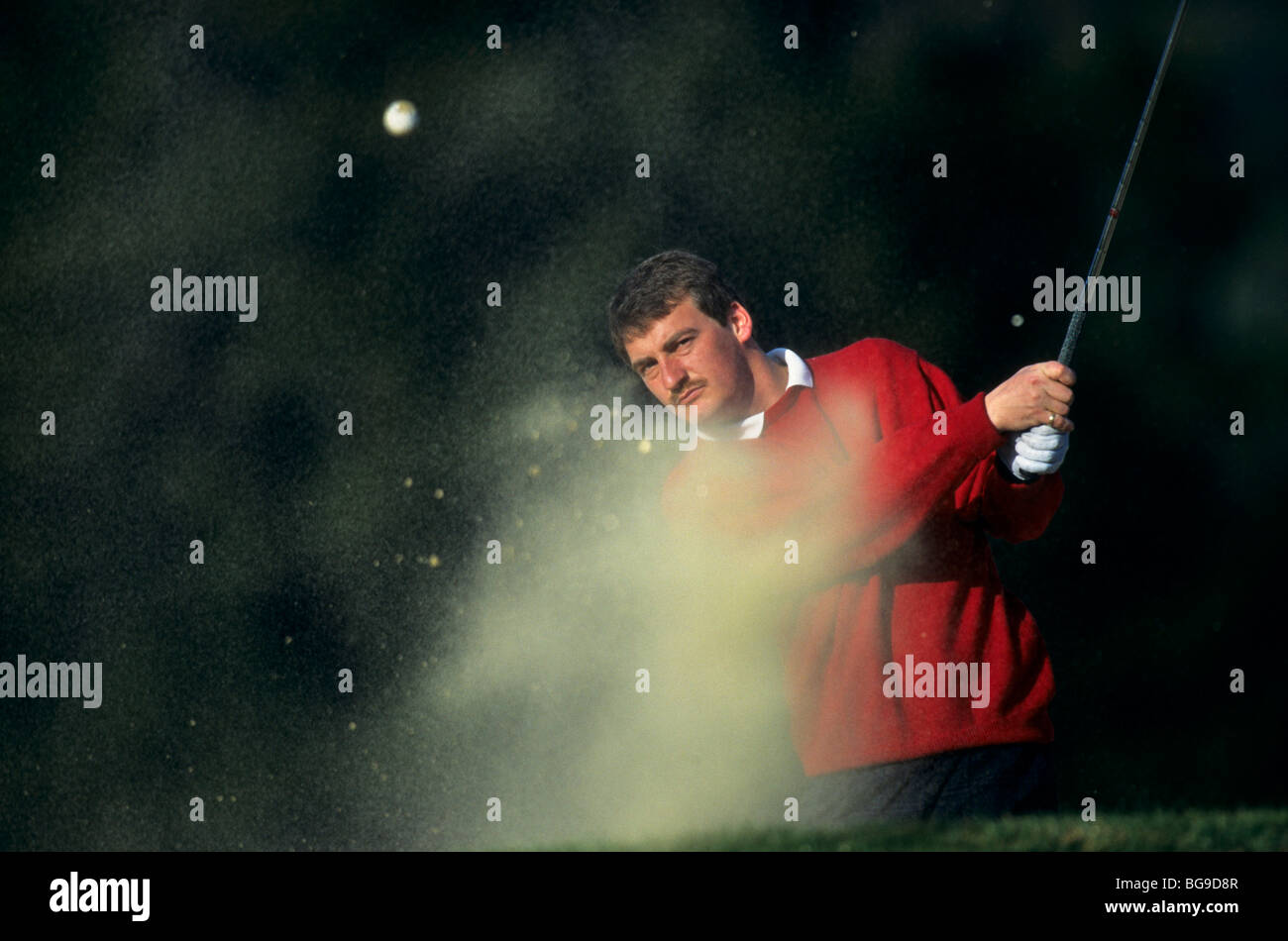 Golfer chips the ball out of the bunker Stock Photo - Alamy