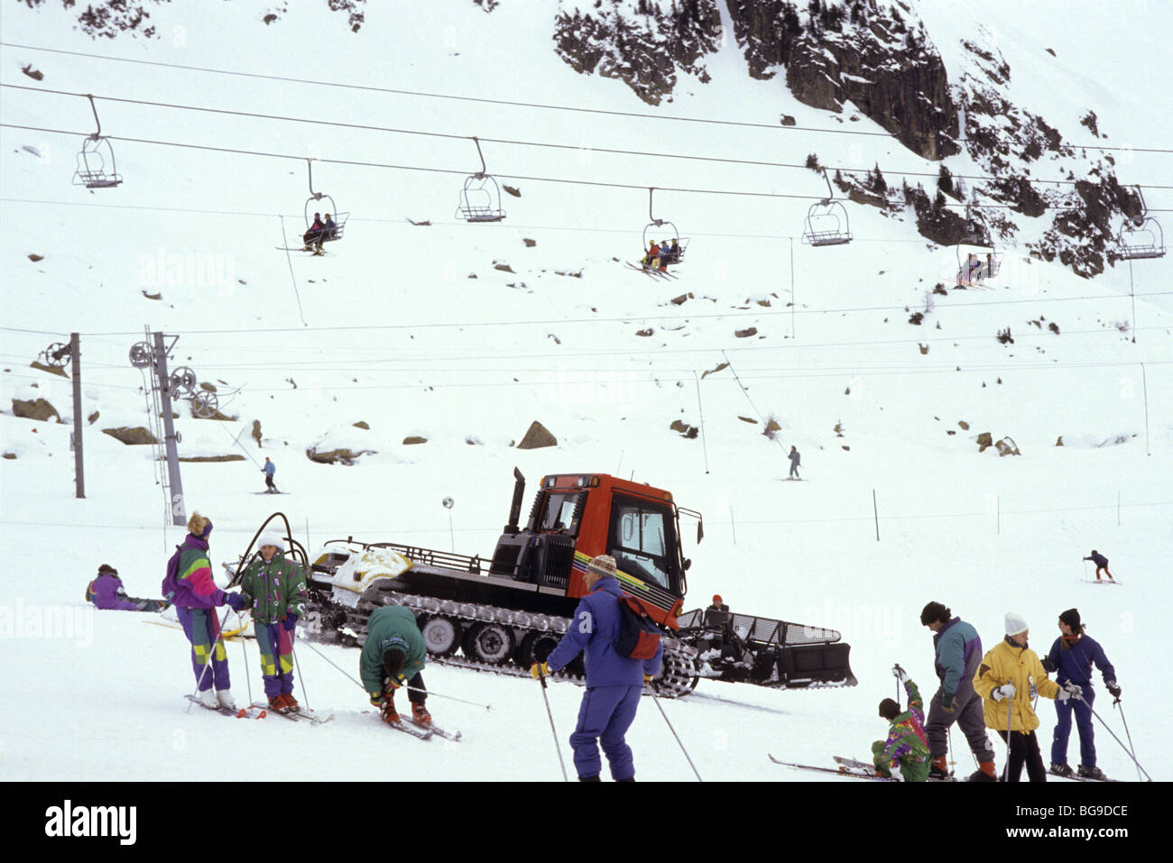 Snow plough on a ski slope Stock Photo - Alamy