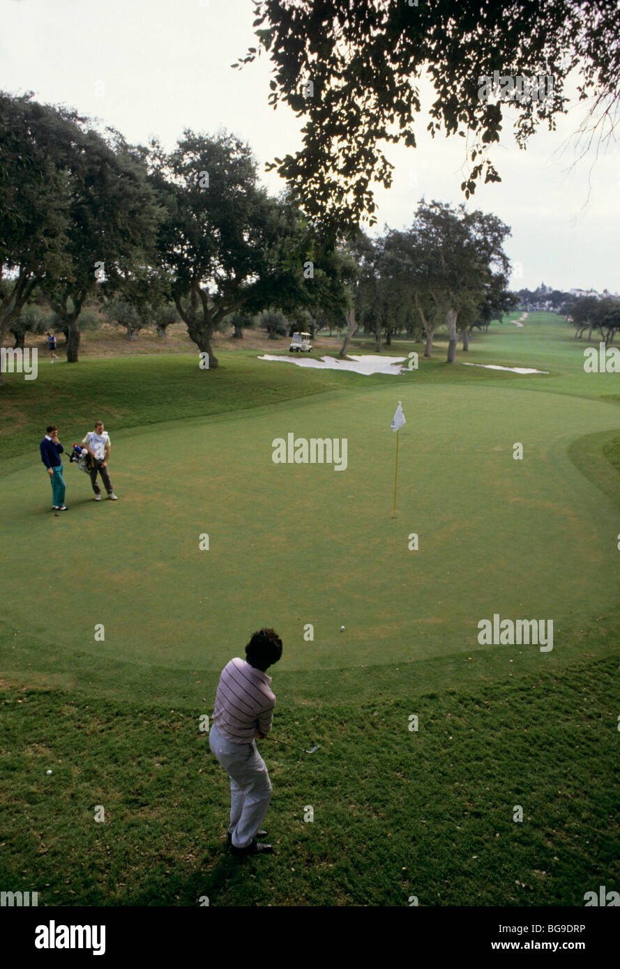 Golfers on a golf course Stock Photo - Alamy