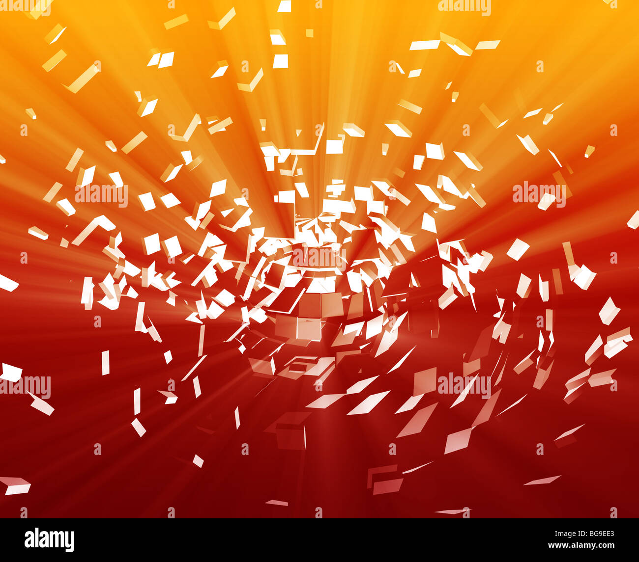 Abstract background illustration of shattered exploding geometric ...