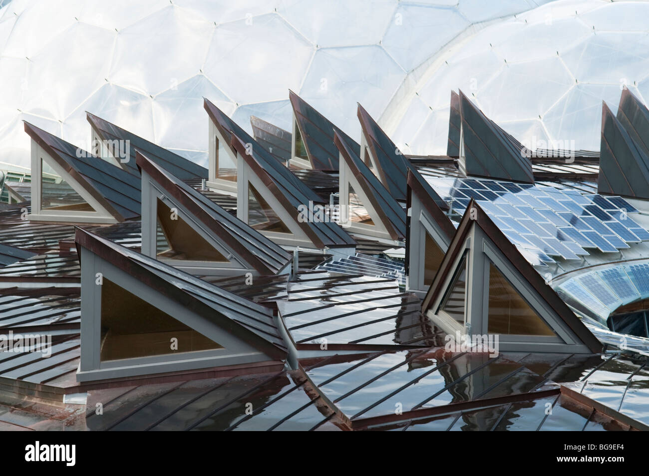 The roof of The Core education building at The Eden Project in Cornwall ...