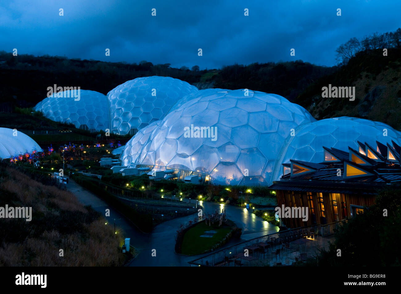 The Eden Project at night, Cornwall Stock Photo - Alamy