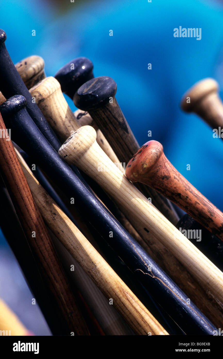 Collection of wooden baseball bats Stock Photo - Alamy