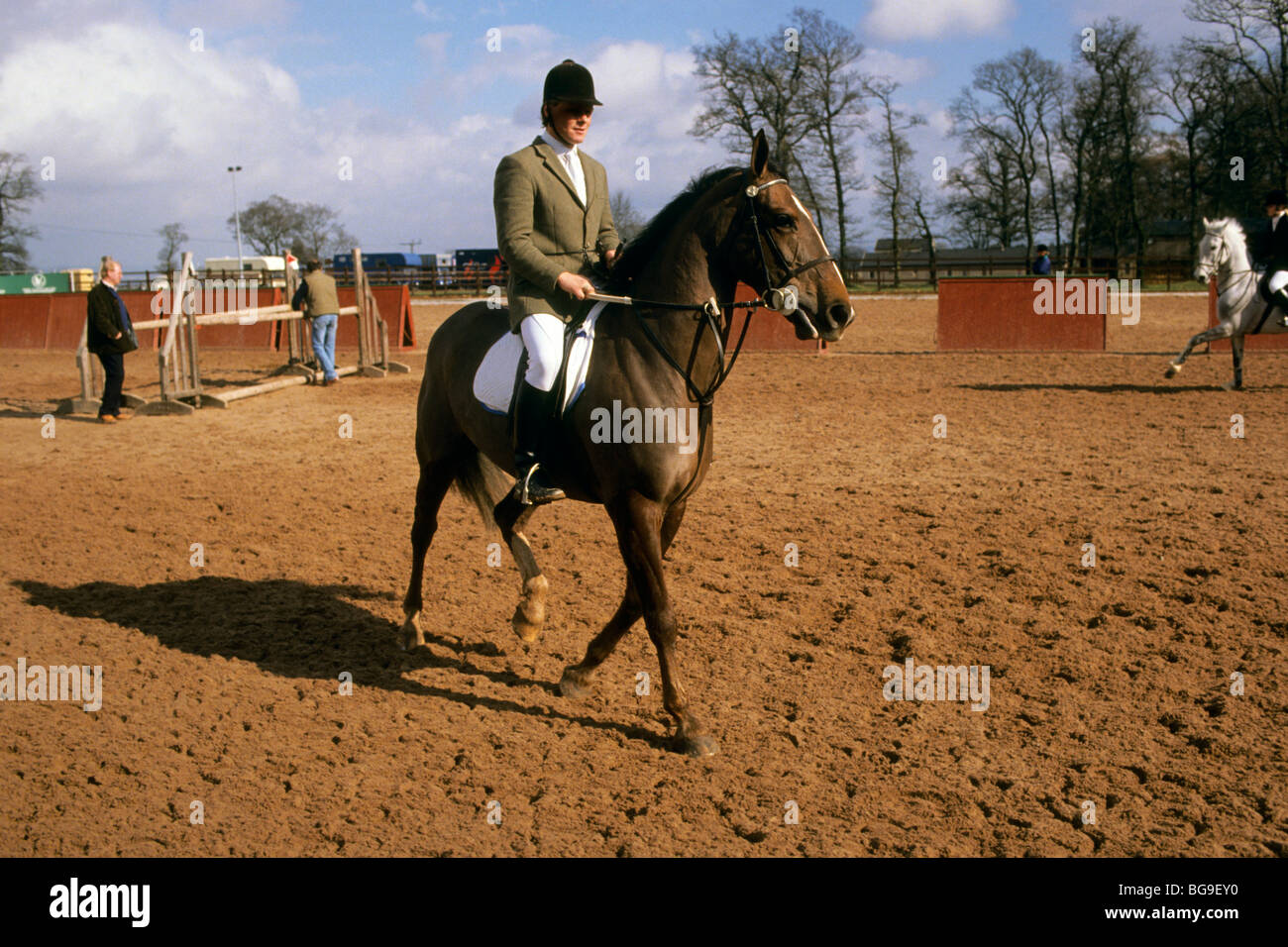 Man riding his horse during a lesson Stock Photo - Alamy