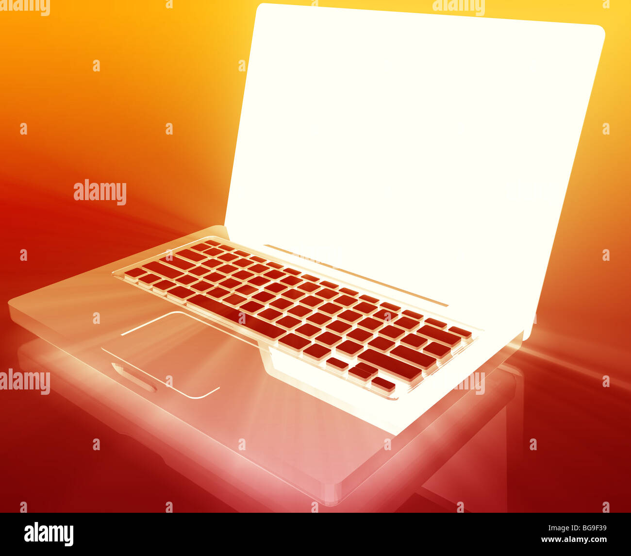 Notebook laptop computer illustration glowing bright modern technology ...