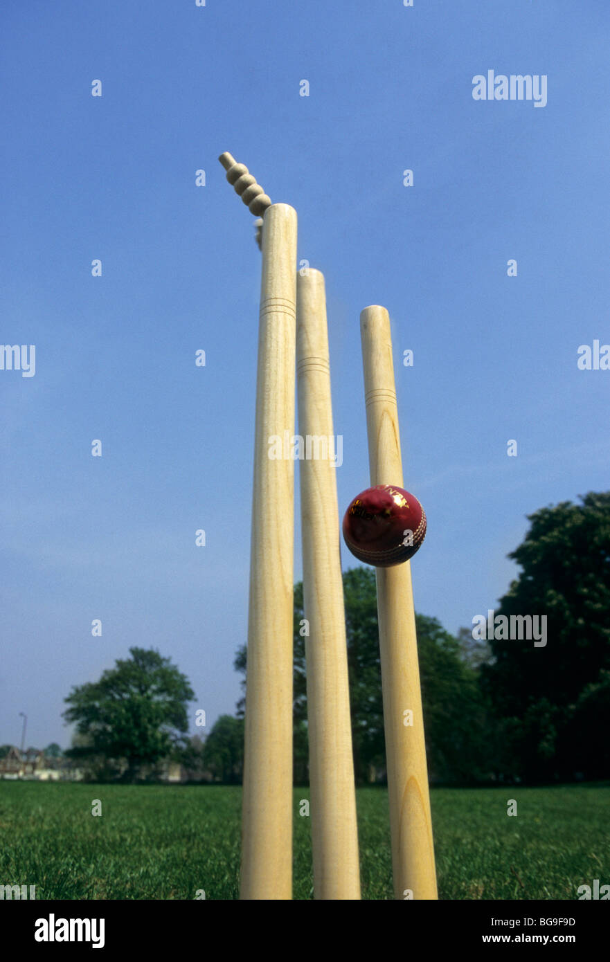 Cricket ball and wicket close up hi-res stock photography and images ...