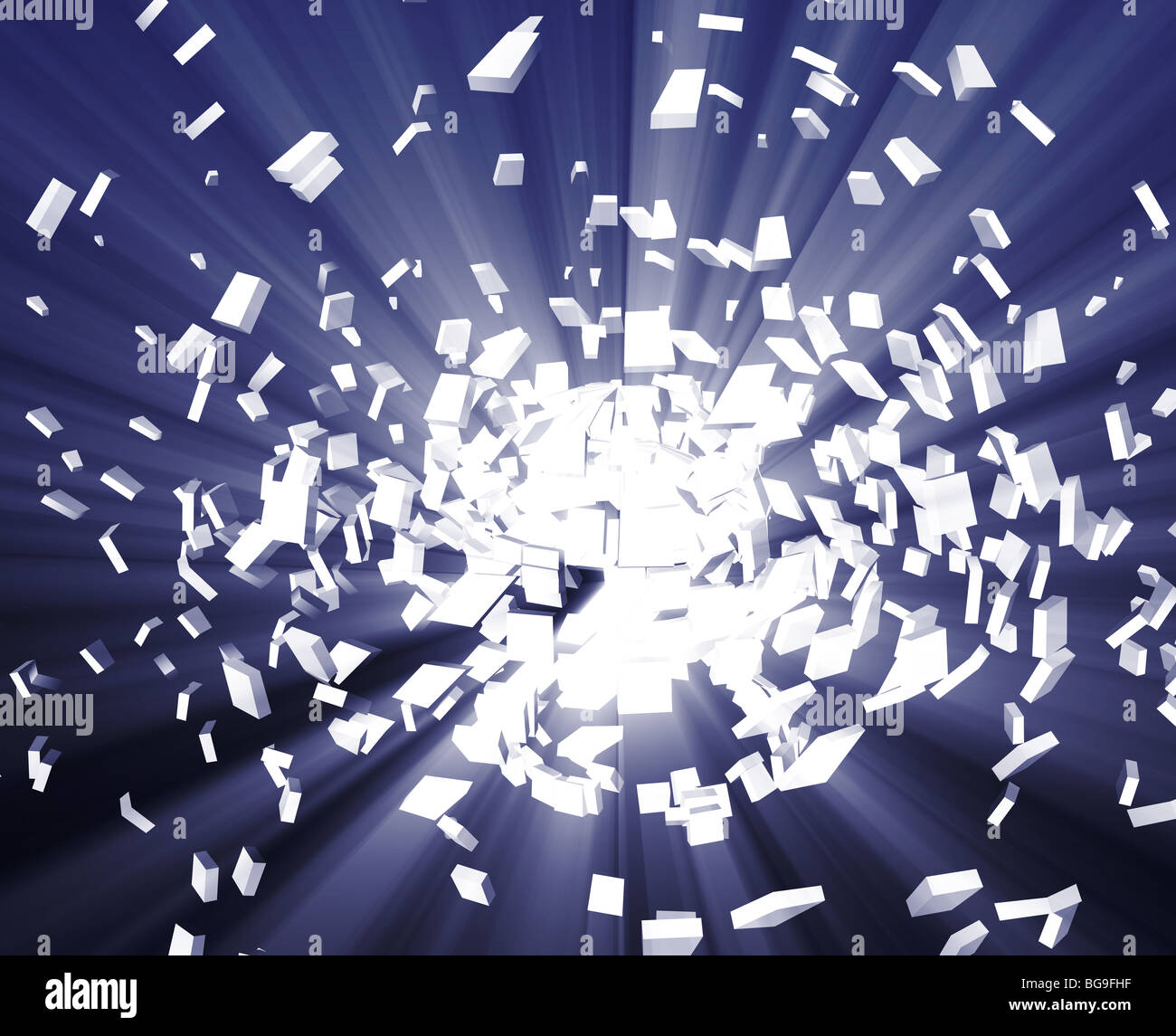 Abstract background illustration of shattered exploding geometric ...