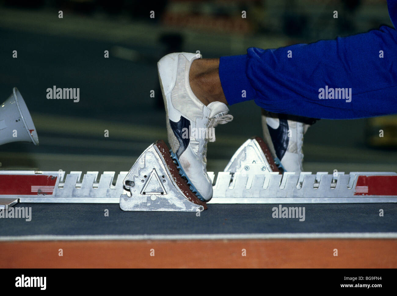 Sprinter in the starting block Stock Photo - Alamy