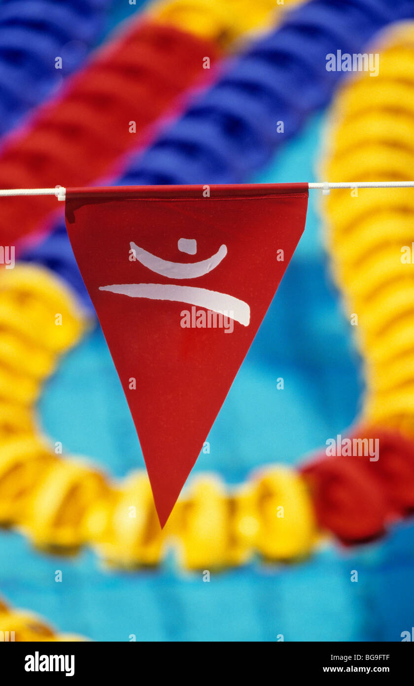 flag over Olympic swimming pool Stock Photo - Alamy
