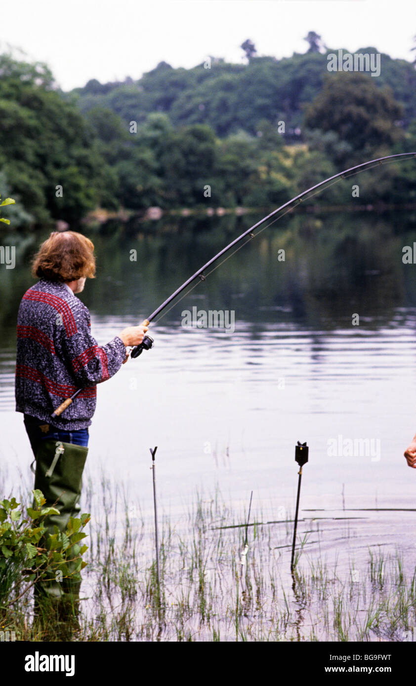 Man river fishing Stock Photo - Alamy