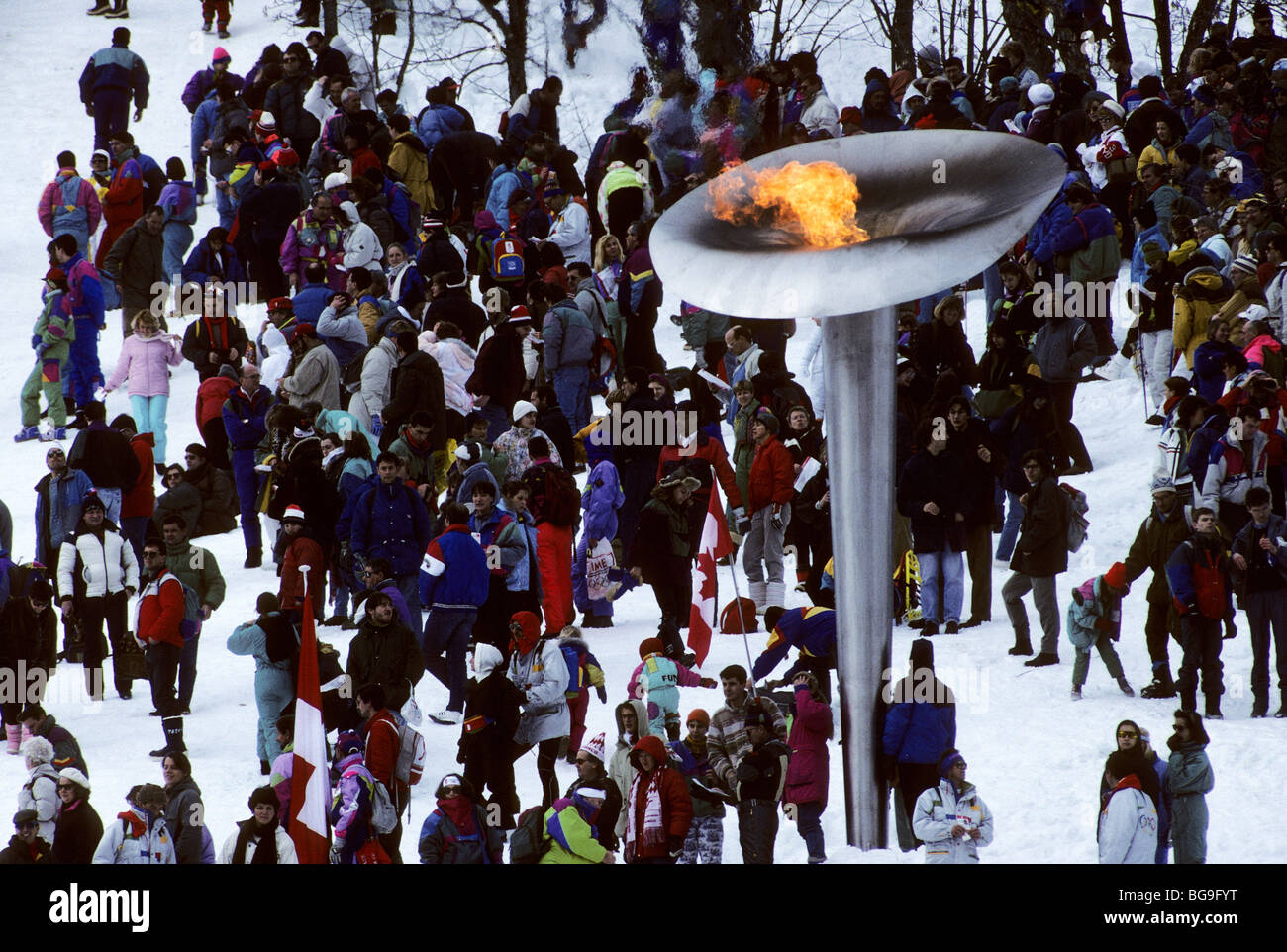 Crowd by Olympic torch Stock Photo - Alamy