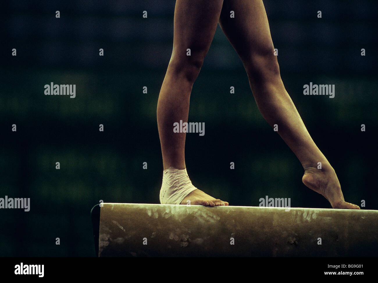 gymnast performing on beam Stock Photo - Alamy