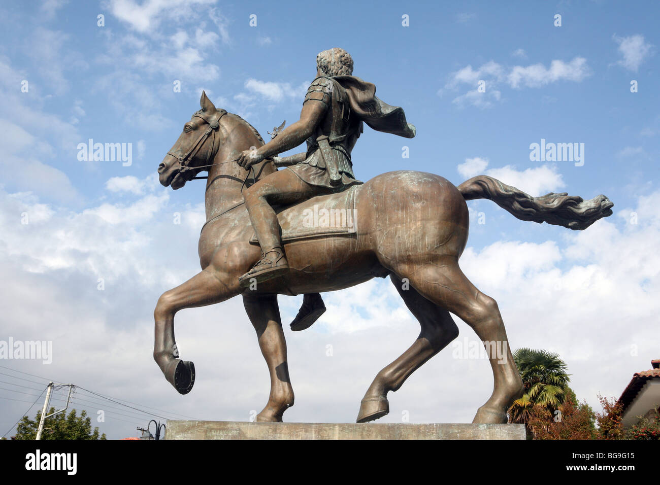 Statue of Alexander the Great on Horseback in Pela Pella Greece Stock ...