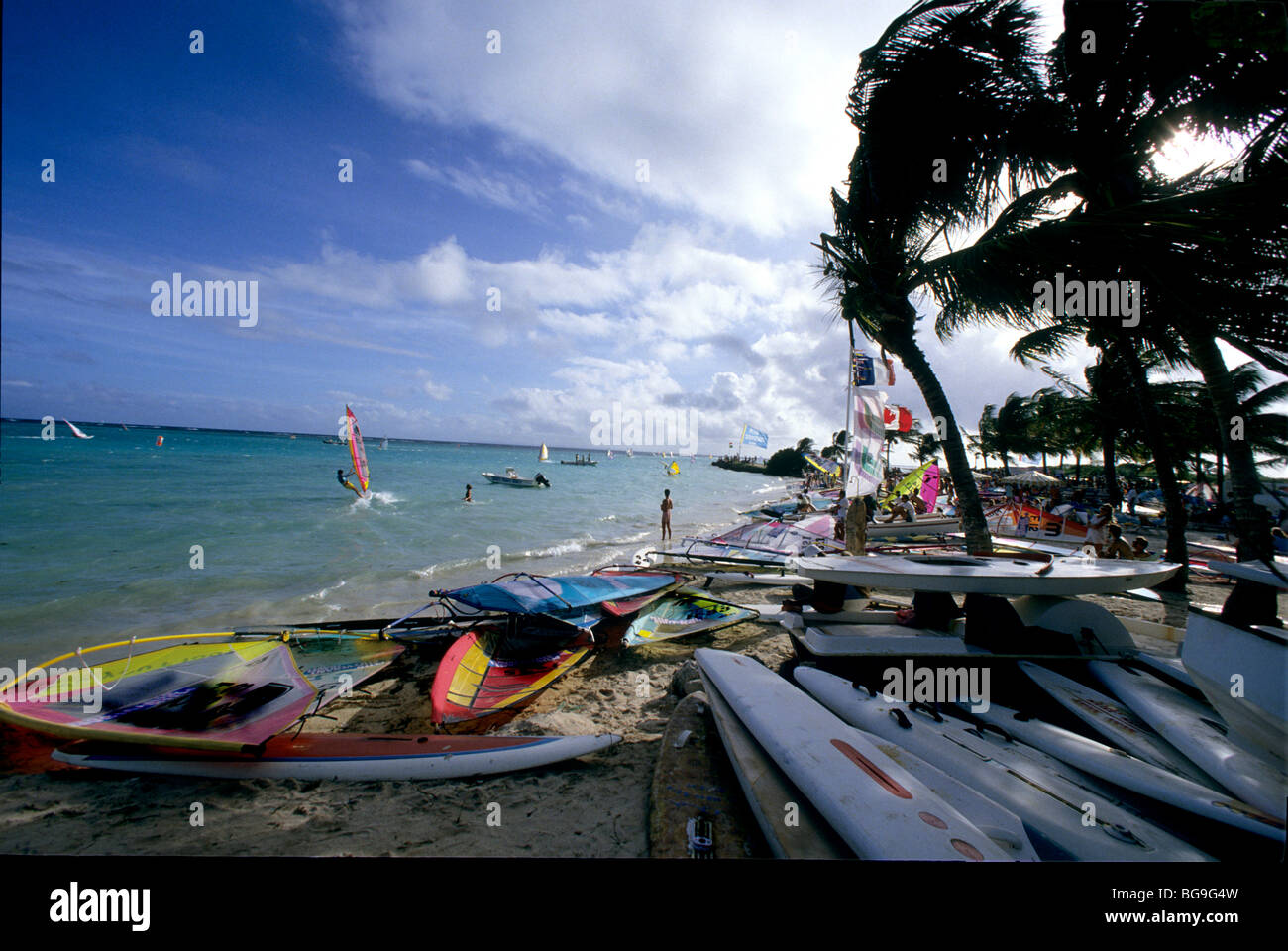 Beach side windsurfing Stock Photo - Alamy