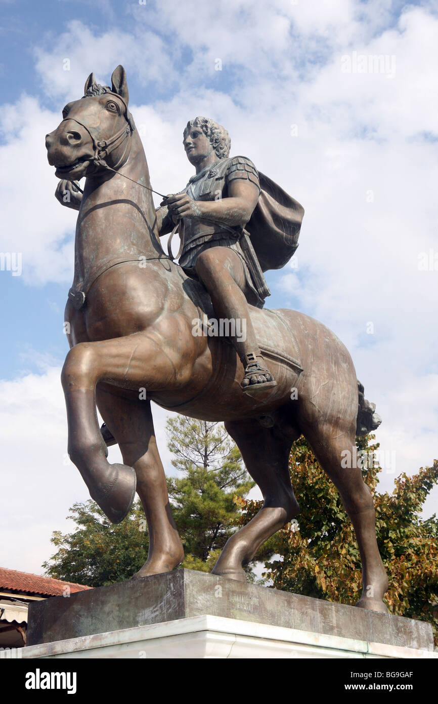 Statue of Alexander the Great on Horseback in Pela Pella Greece Stock ...