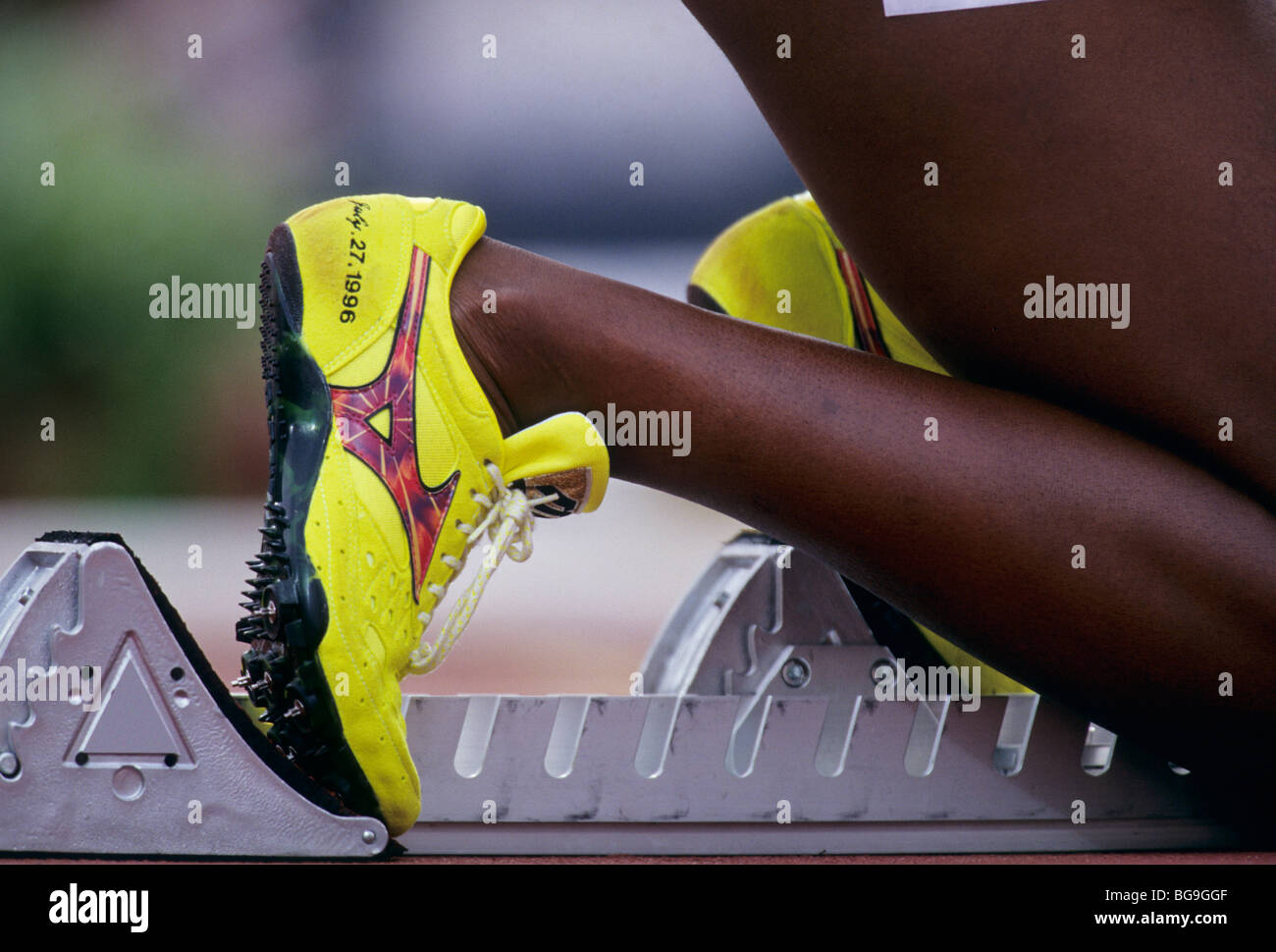 Sprinter in the starting block Stock Photo - Alamy