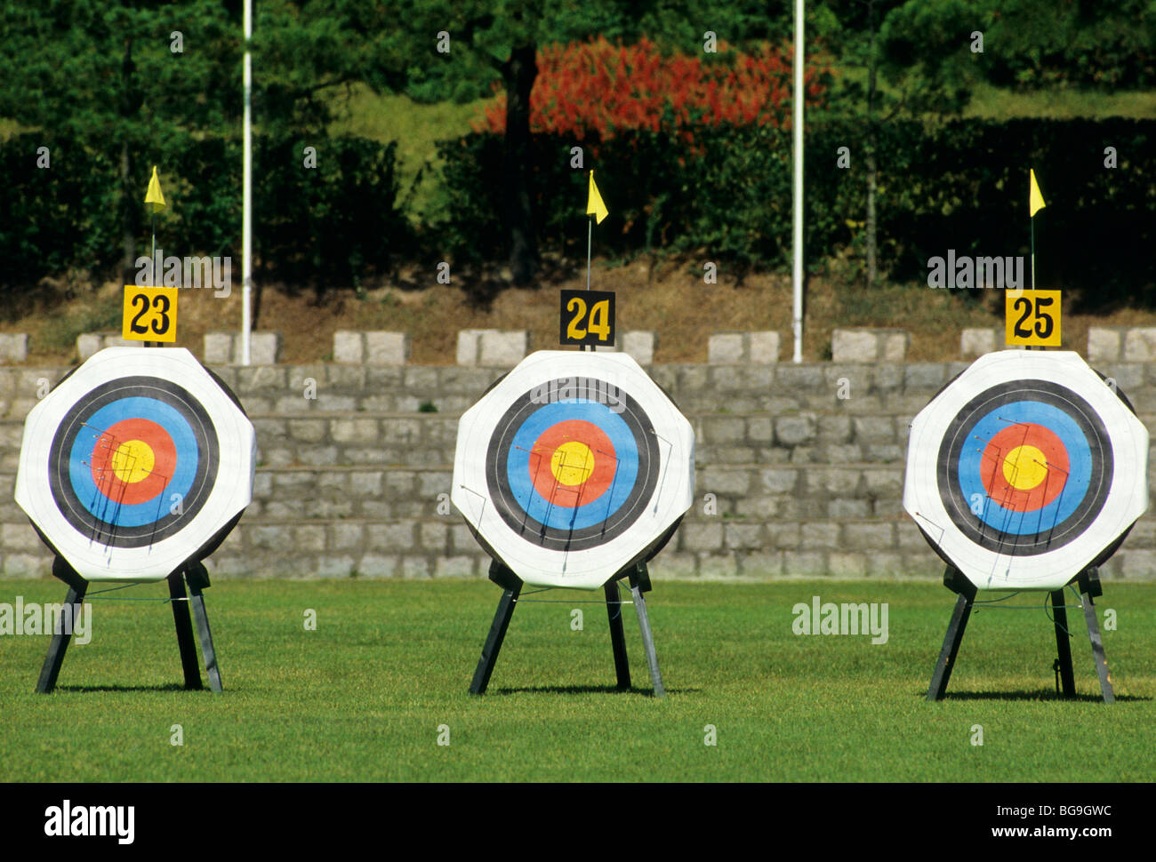Close up of three archery targets Stock Photo - Alamy