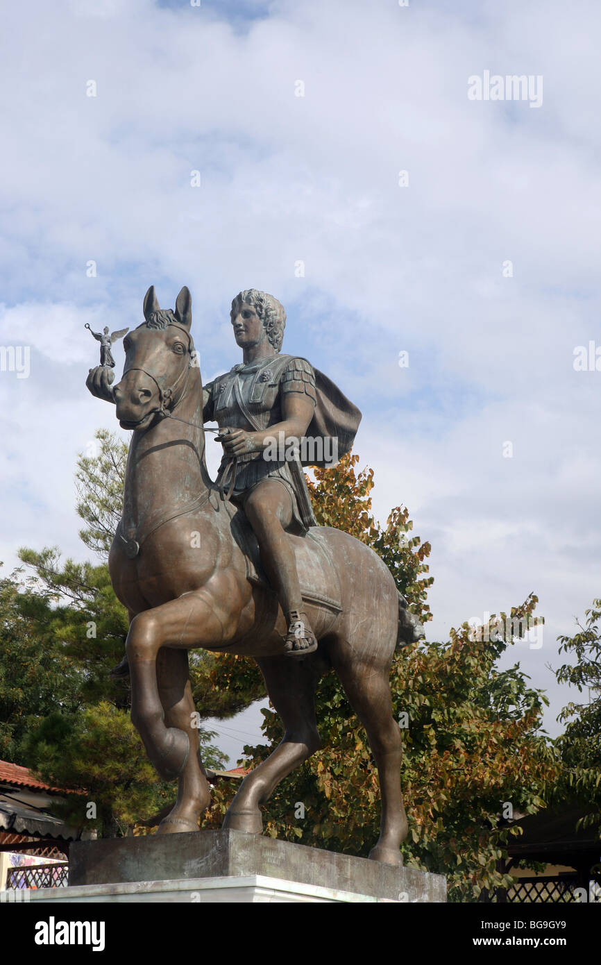 Statue of Alexander the Great on Horseback in Pela Pella Greece Stock ...