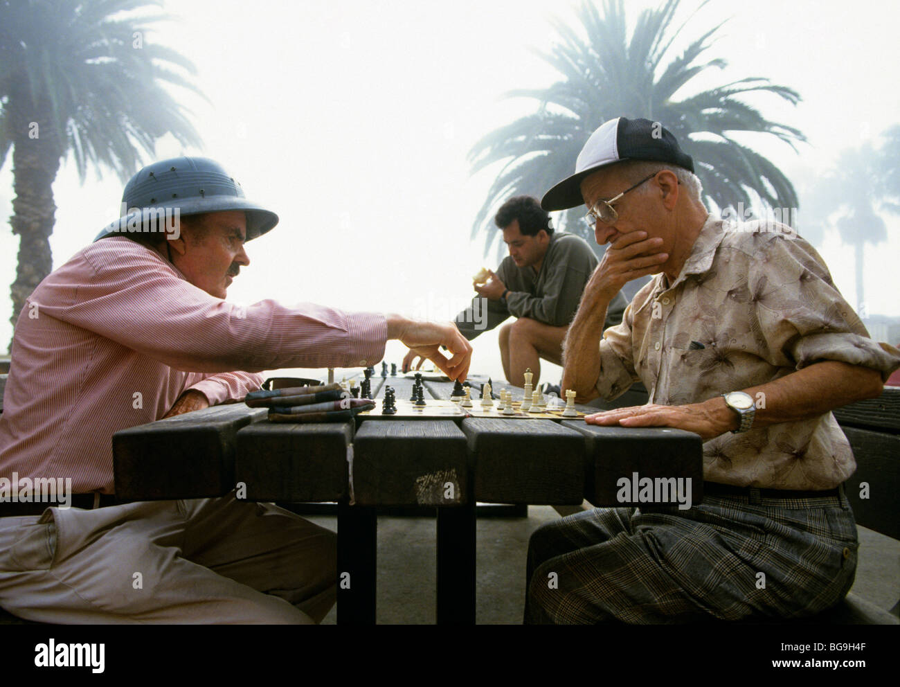 People playing chess by a foggy beach Stock Photo - Alamy